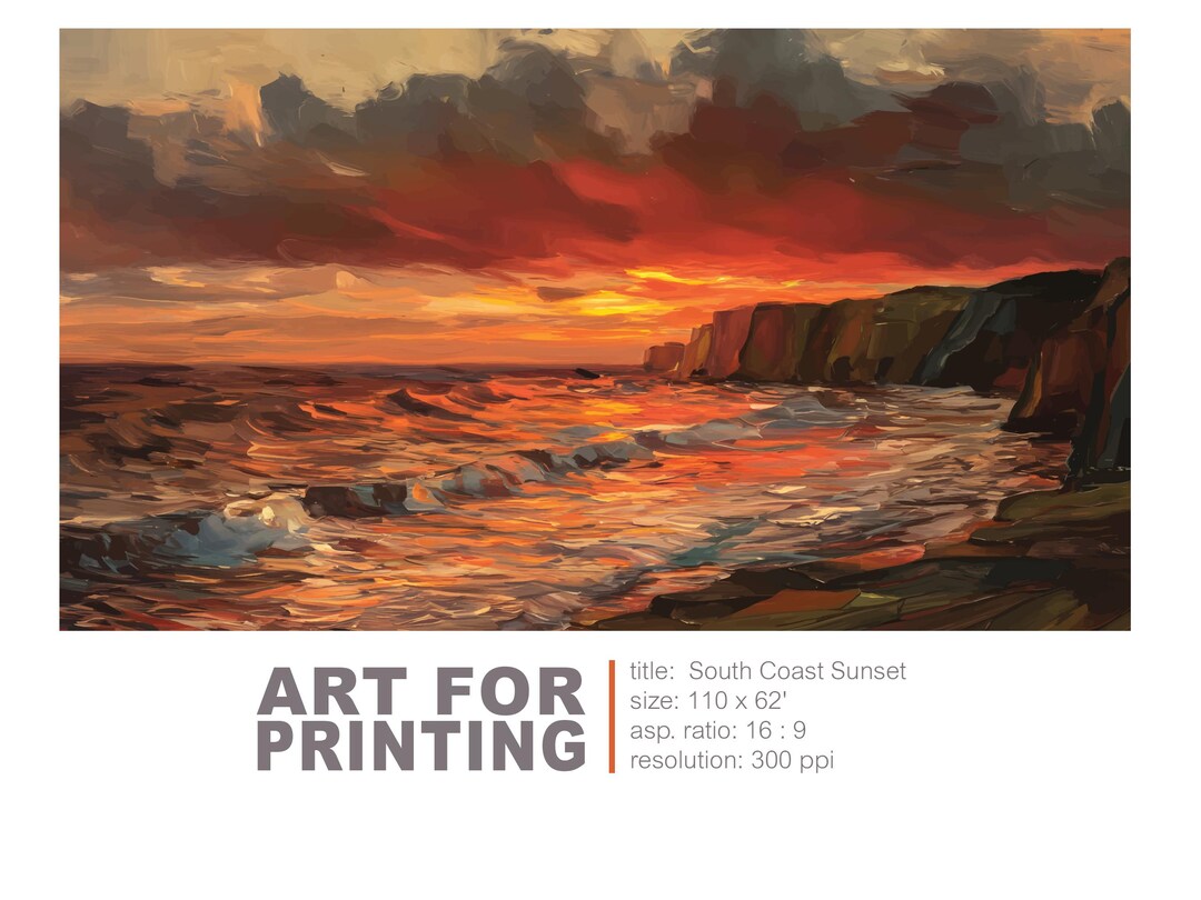 Sunset at the Beach Golden Hour, Landscape Wall Art for Bedroom, 16x9 ...