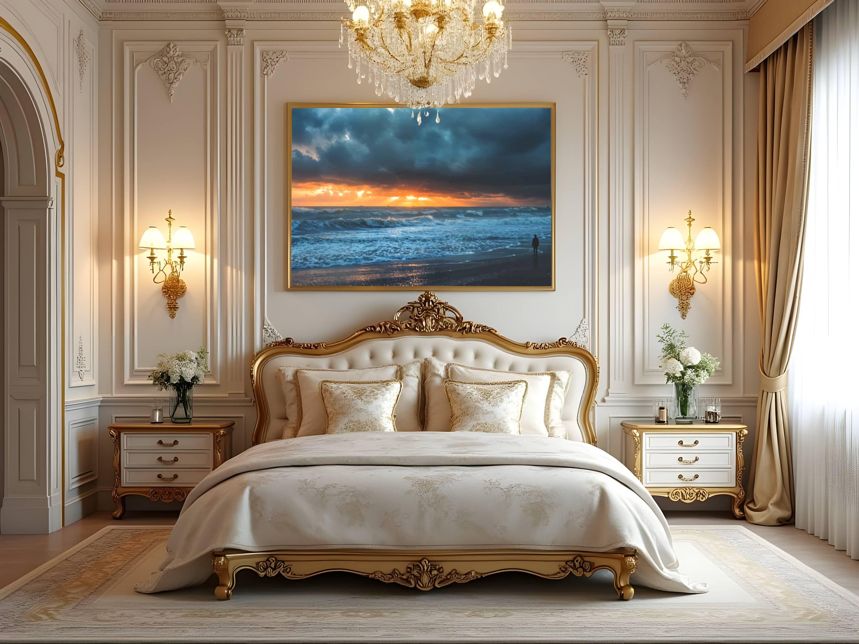 Sunset at the Beach Golden Hour, Sea Art Print Bedroom Wall Decor ...