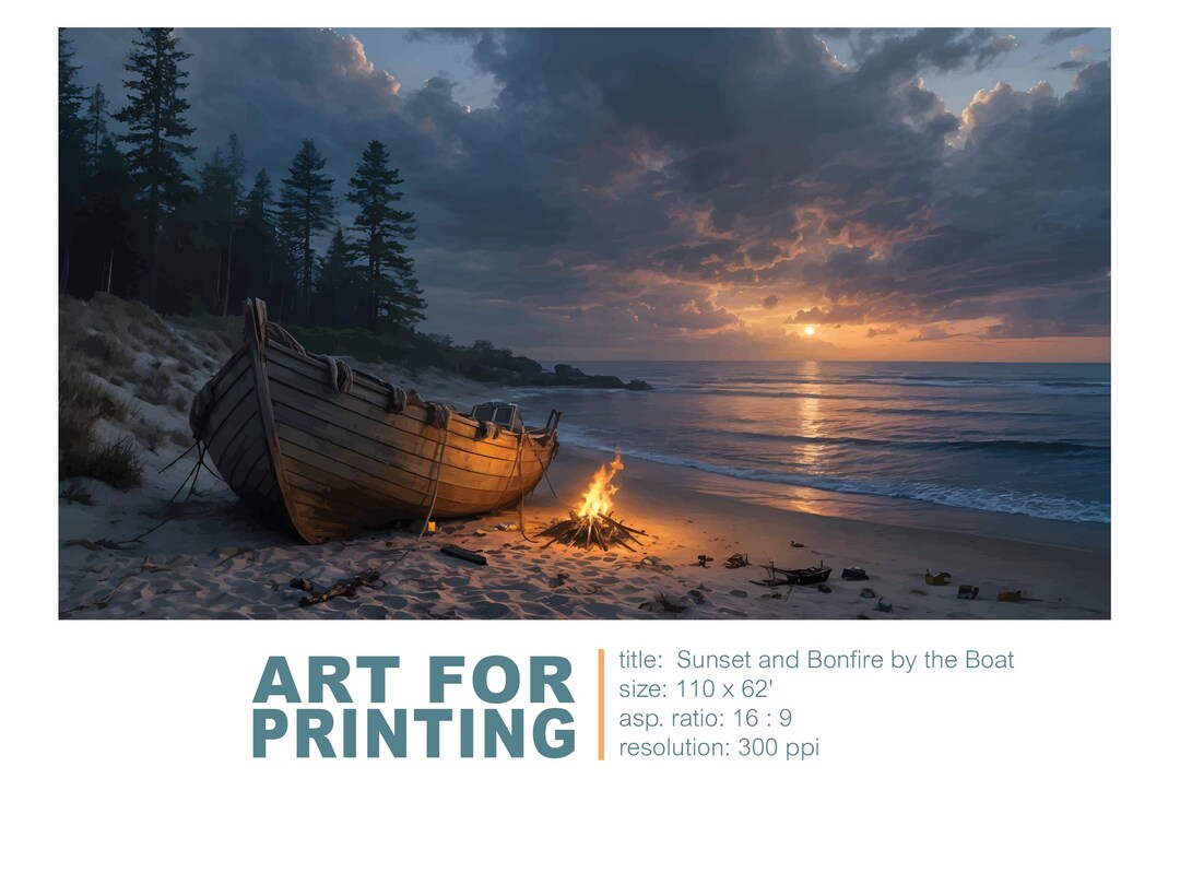 Sunset at the Beach Golden Hour, Sea Art Print Bedroom Wall Decor ...