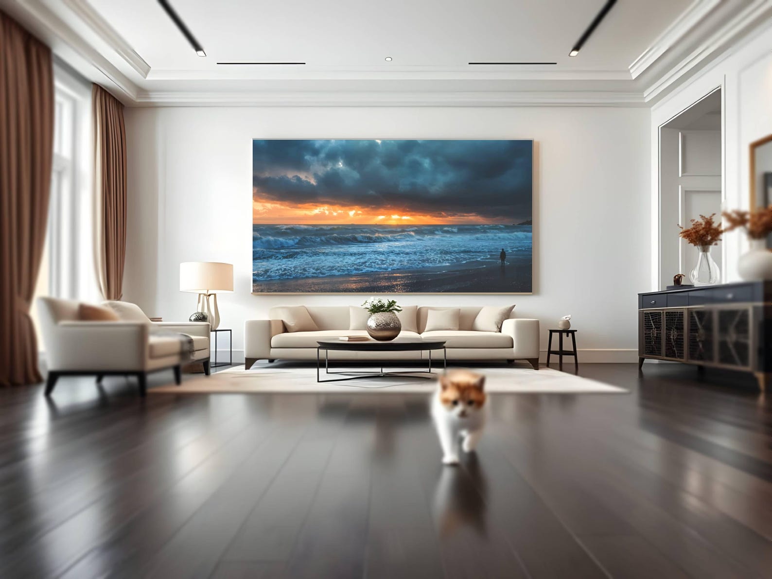 Sunset at the Beach Golden Hour, Sea Art Print Bedroom Wall Decor ...