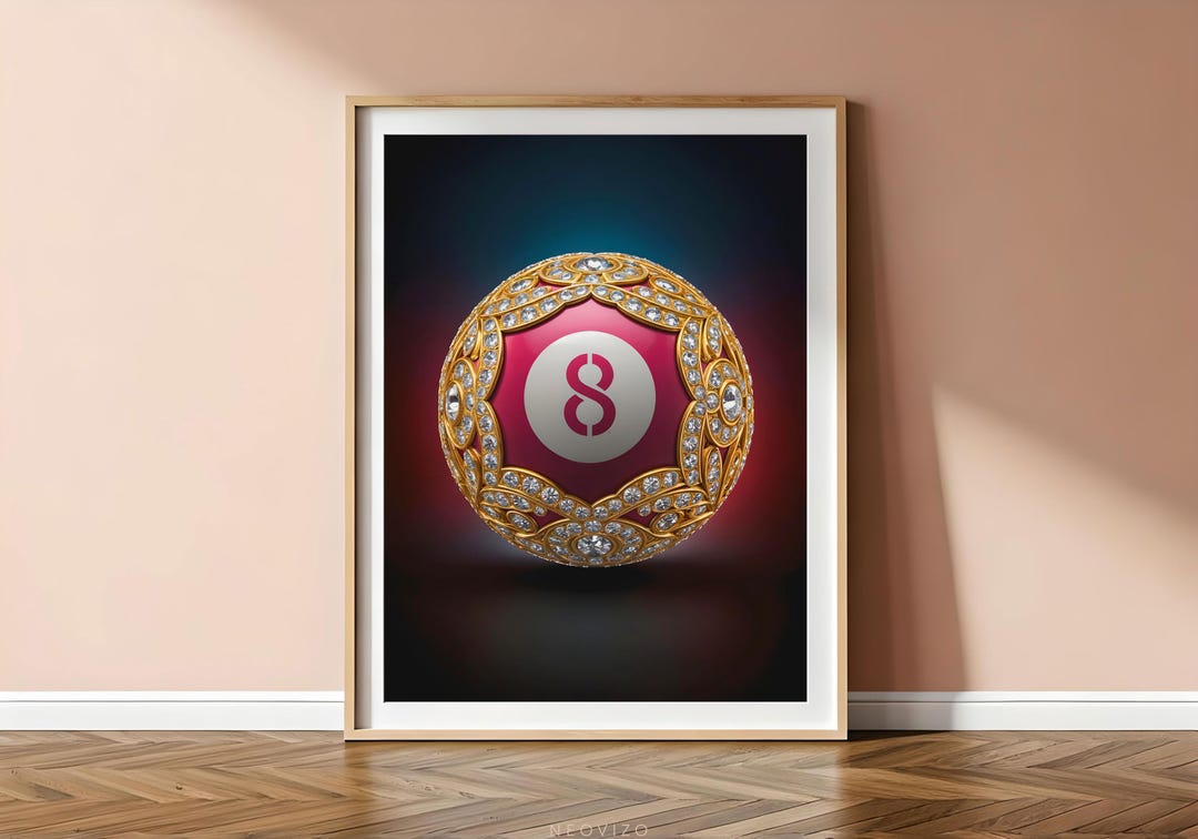 Wall Art A Pink Magic 8 Ball Framed in Gold Prints for Living Room ...