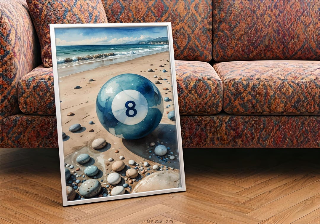 Wall Art, A Blue Magic 8 Ball, Prints for Living Room, Lucky 8 Ball ...