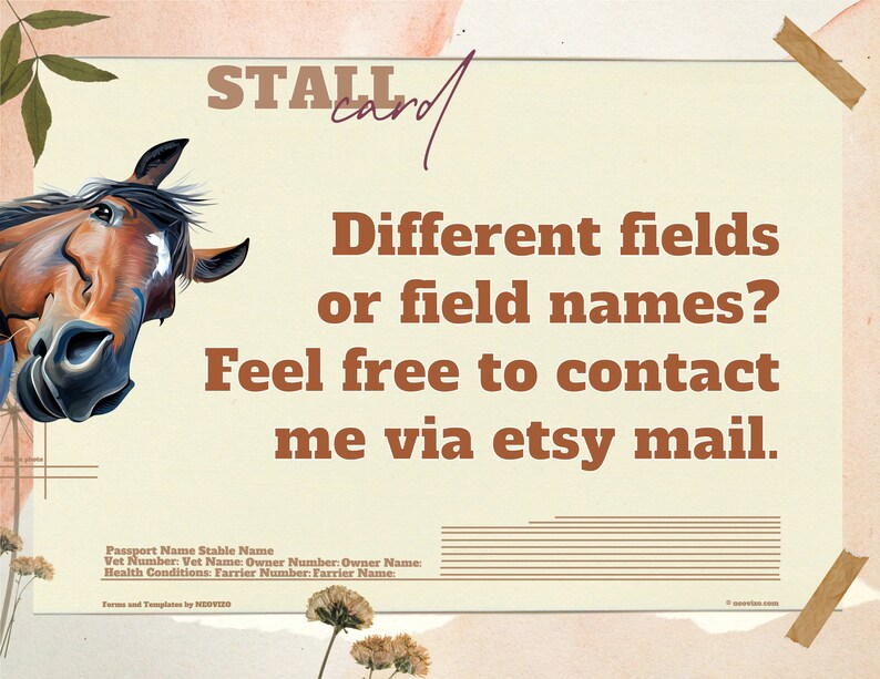A Fun Design Stall Card That Will Be Useful for Equine Professionals ...