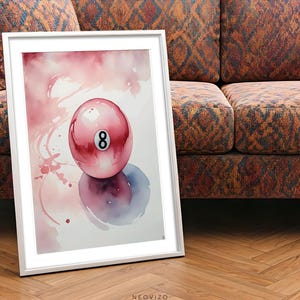 Wall Art A Pink Vintage Magic 8 Ball in Watercolors Prints for Living ...
