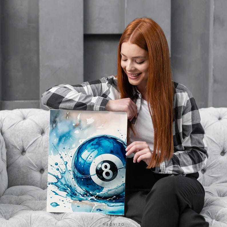 Wall Art, A Magic 8 Ball Blue Watercolor, Living Room Wall Prints, Blue ...
