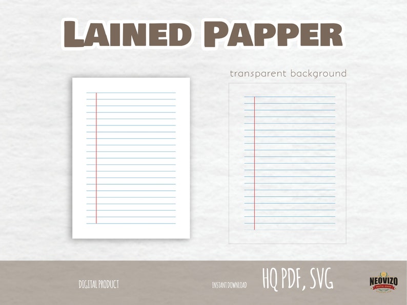 Lined Notebook Paper SVG, Digital Download Lined Paper, Lined Printable ...
