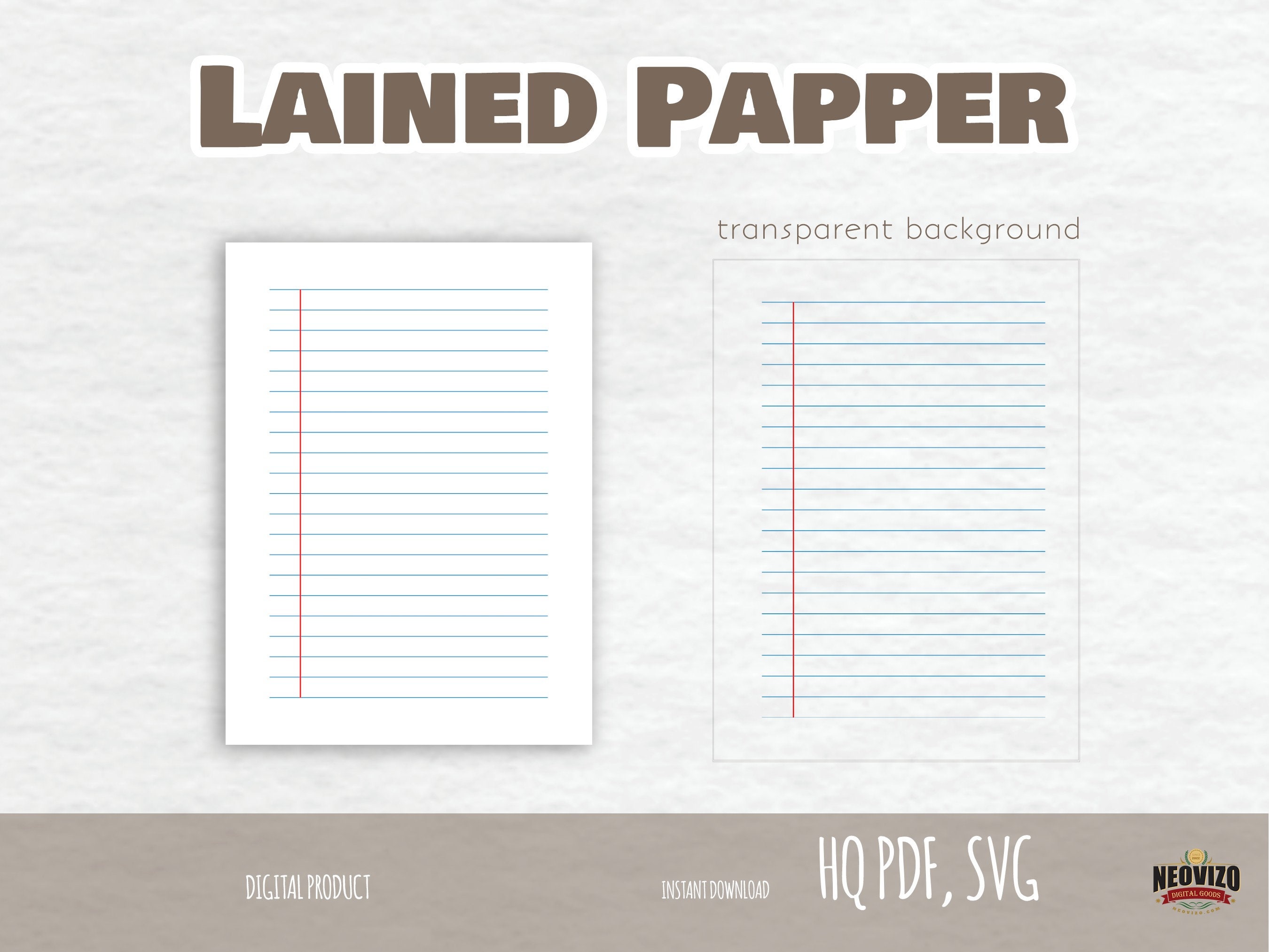 Lined Notebook Paper SVG, Digital Download Lined Paper, Lined Printable ...