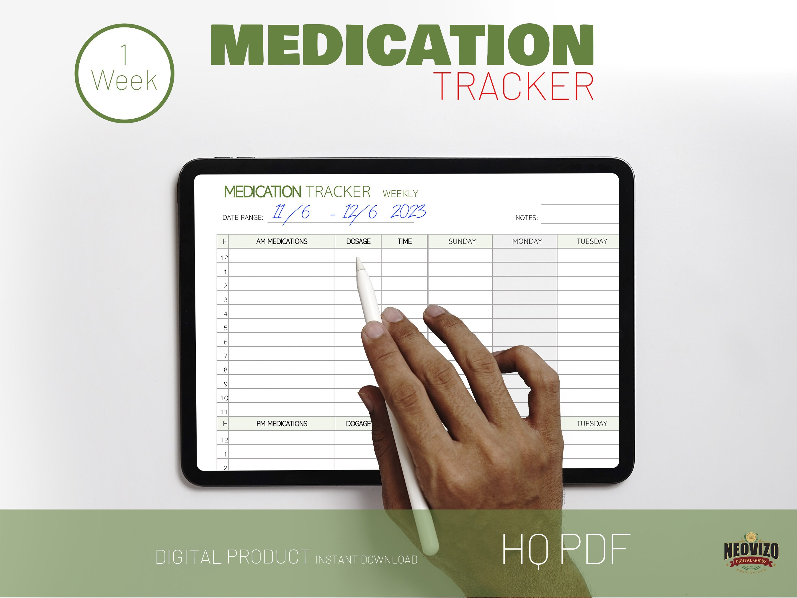 Medication Tracker, Daily Medical Tracker, Daily Medication Log, Pill ...