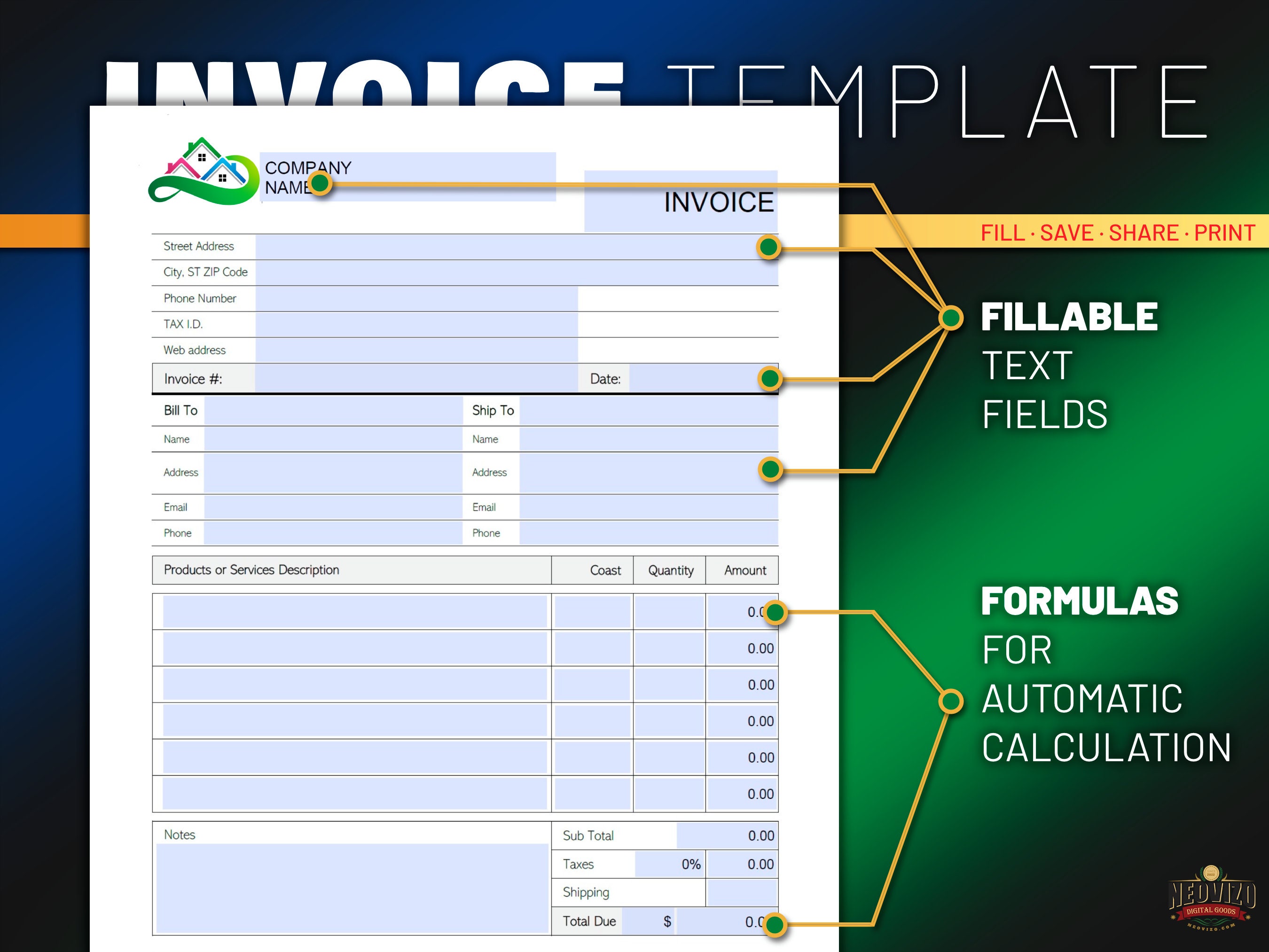 Invoices With Logo, Invoice Template Excel, Invoices Tor Small Business ...