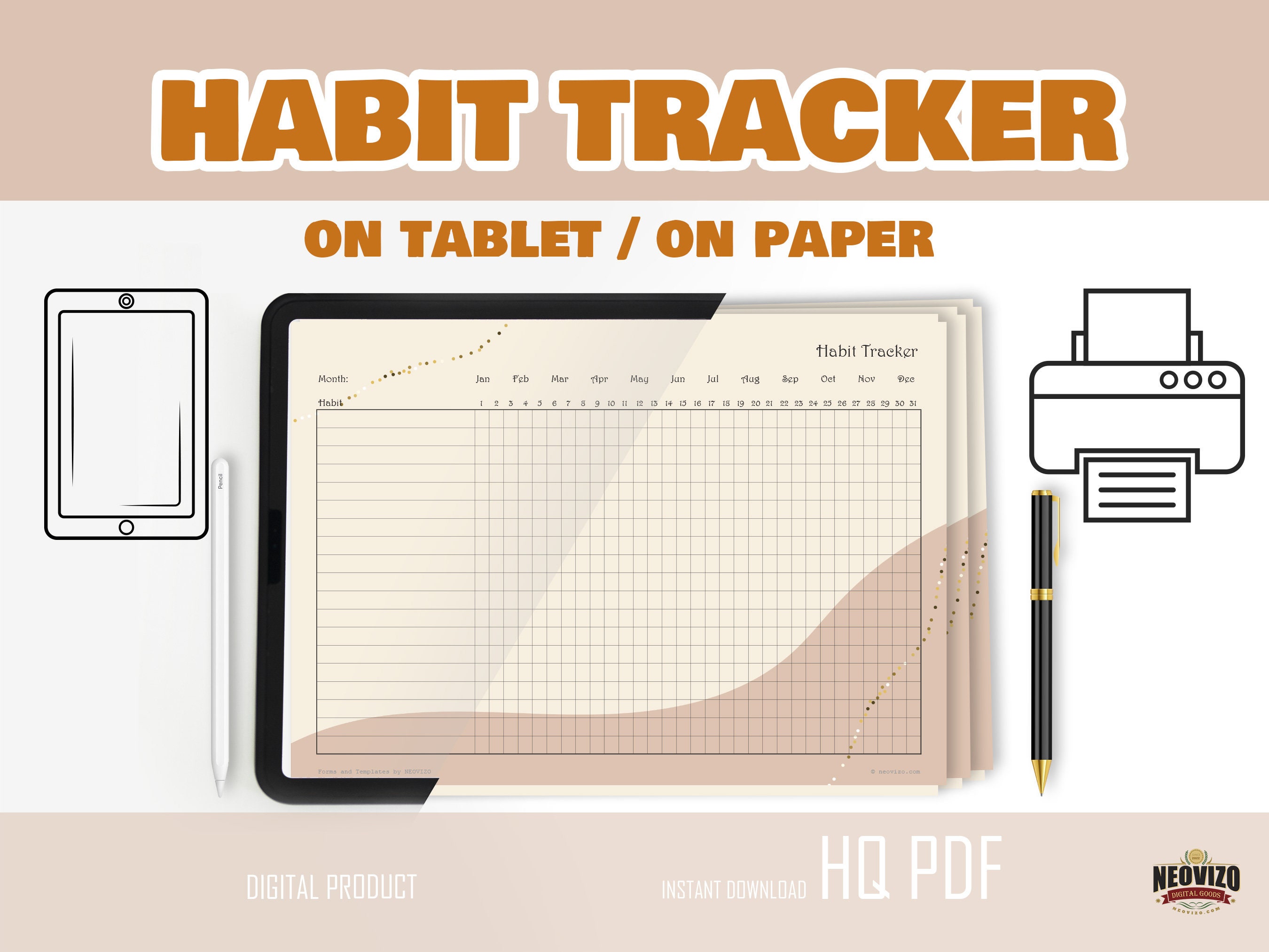 Monthly Habit Tracker Printable, Routine Tracker, 30 Day Habit ...