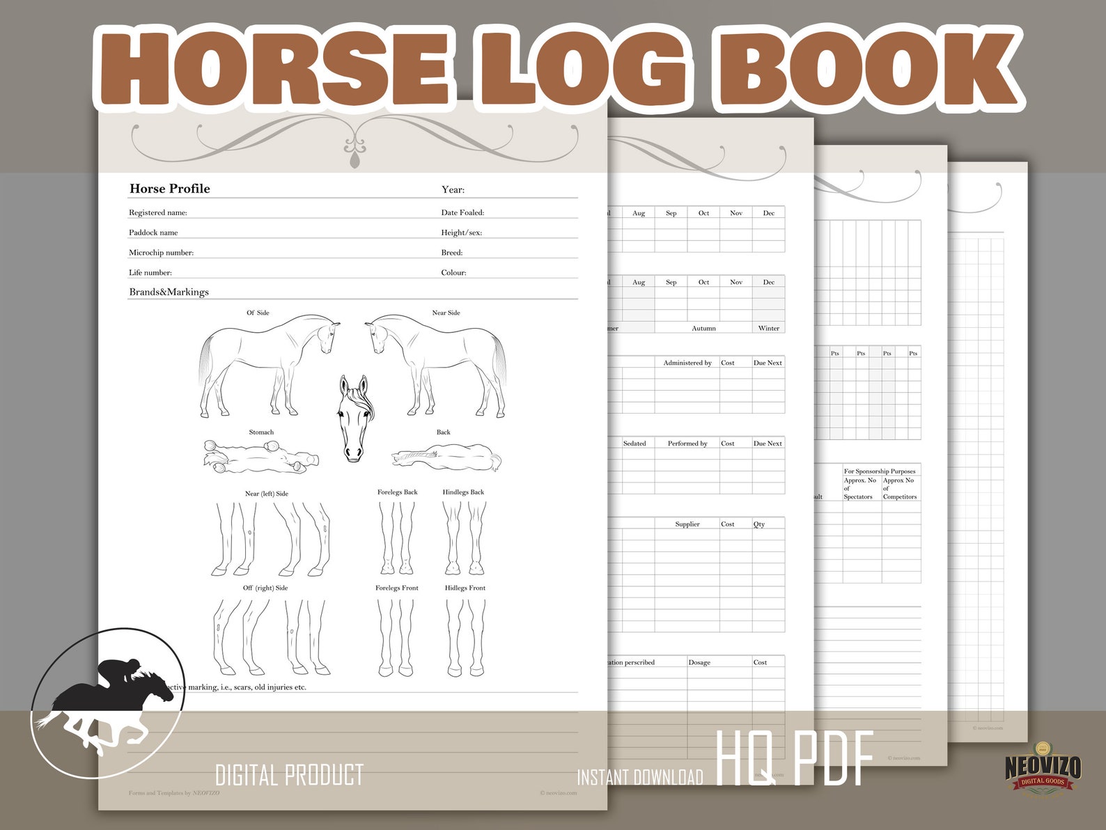 Printable Horse Records Book Horse Stable Sheet Pack Horse - Etsy
