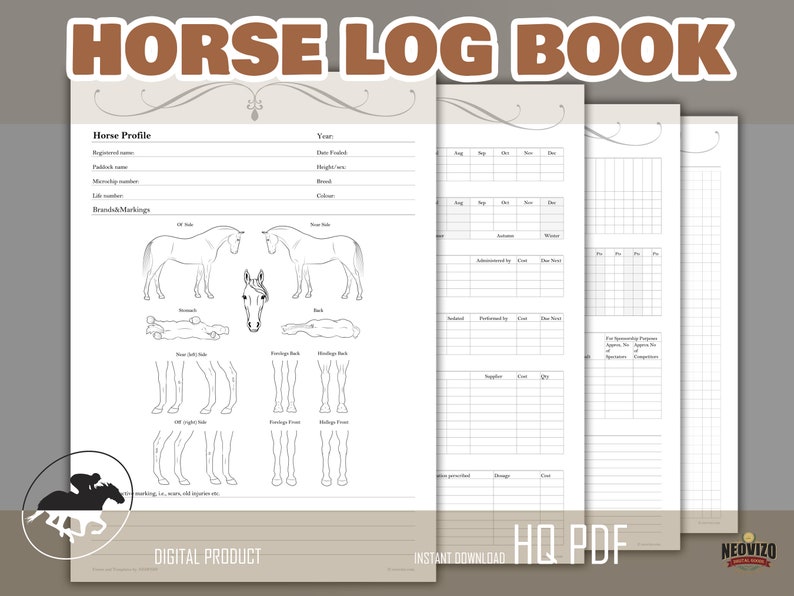 Printable Horse Records Book Horse Stable Sheet Pack Horse - Etsy