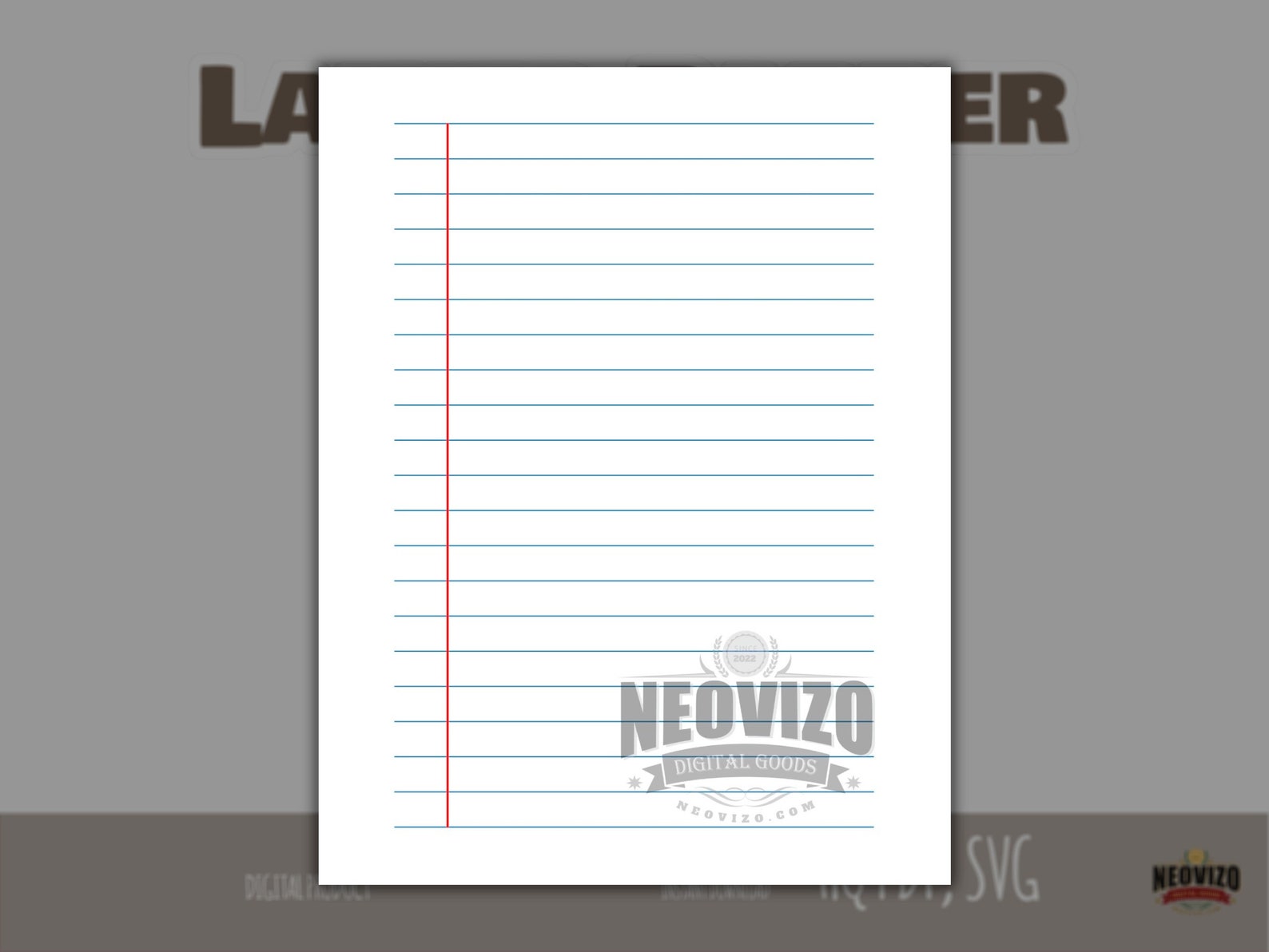 Lined Notebook Paper SVG, Digital Download Lined Paper, Lined Printable ...