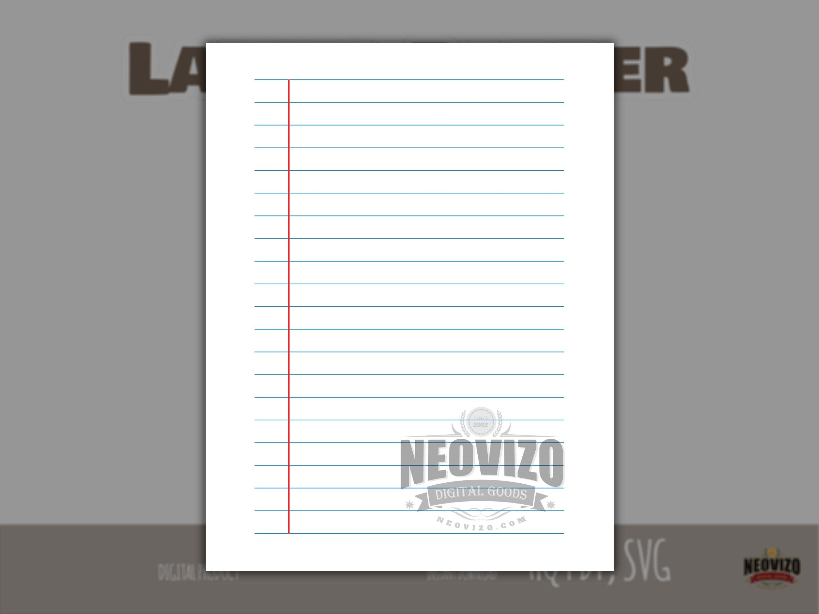 Lined Notebook Paper SVG, Digital Download Lined Paper, Lined Printable ...
