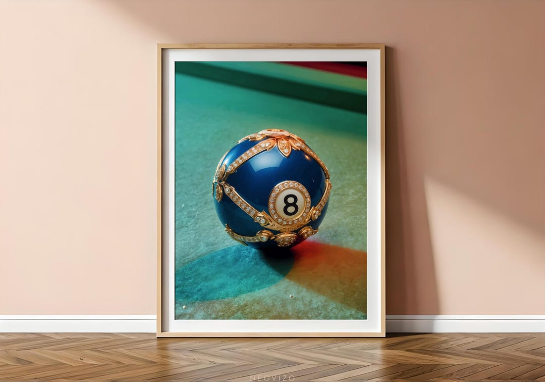 Wall Art A Deep Blue Magic 8 Ball With Gold and Diamonds Prints for ...