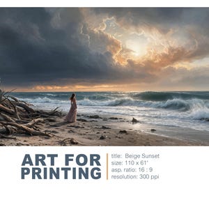 Golden Hour Beach Sunset Art Print: Stormy Seascape Wall Decor (PDF) - Etsy