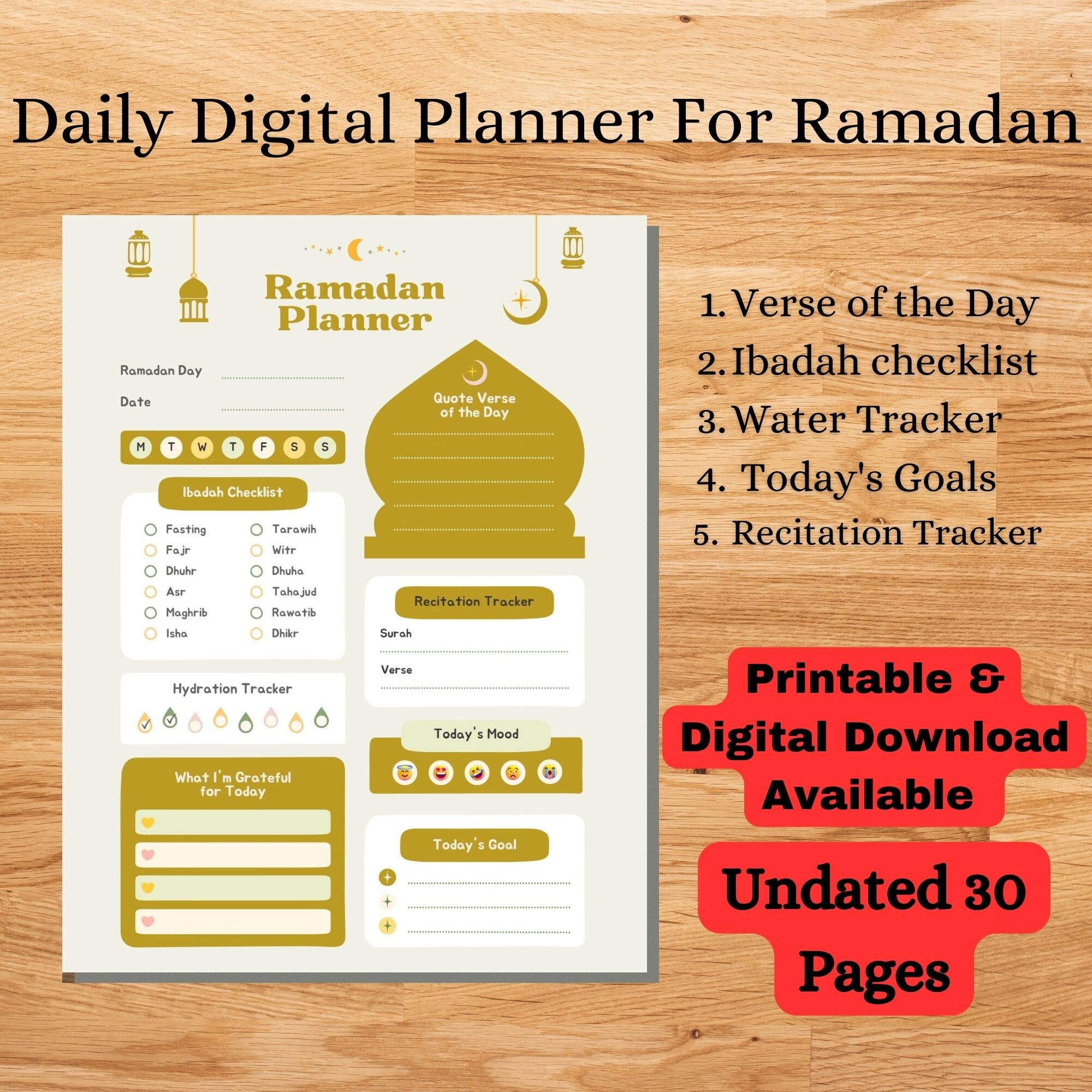 Undated Ramadan Planner for 2023 Digital Ramadan Planner 30 Pages ...