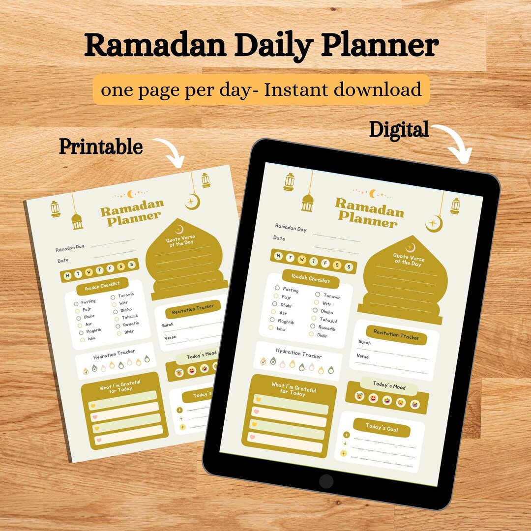 Undated Ramadan Planner for 2023 | Digital Ramadan Planner| 30 Pages ...