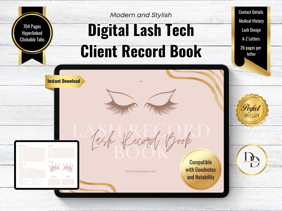 Digital Lash Tech Client Record Book modern and Chic Style, Lash Tech ...