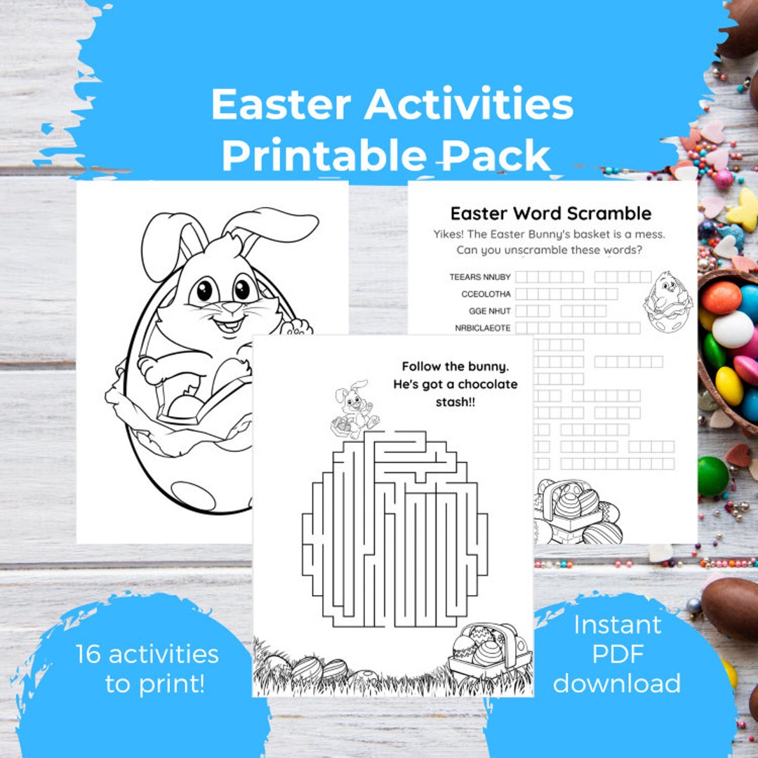 Printable Easter Activity Bundle | Mazes | Coloring Pages | Word Search ...