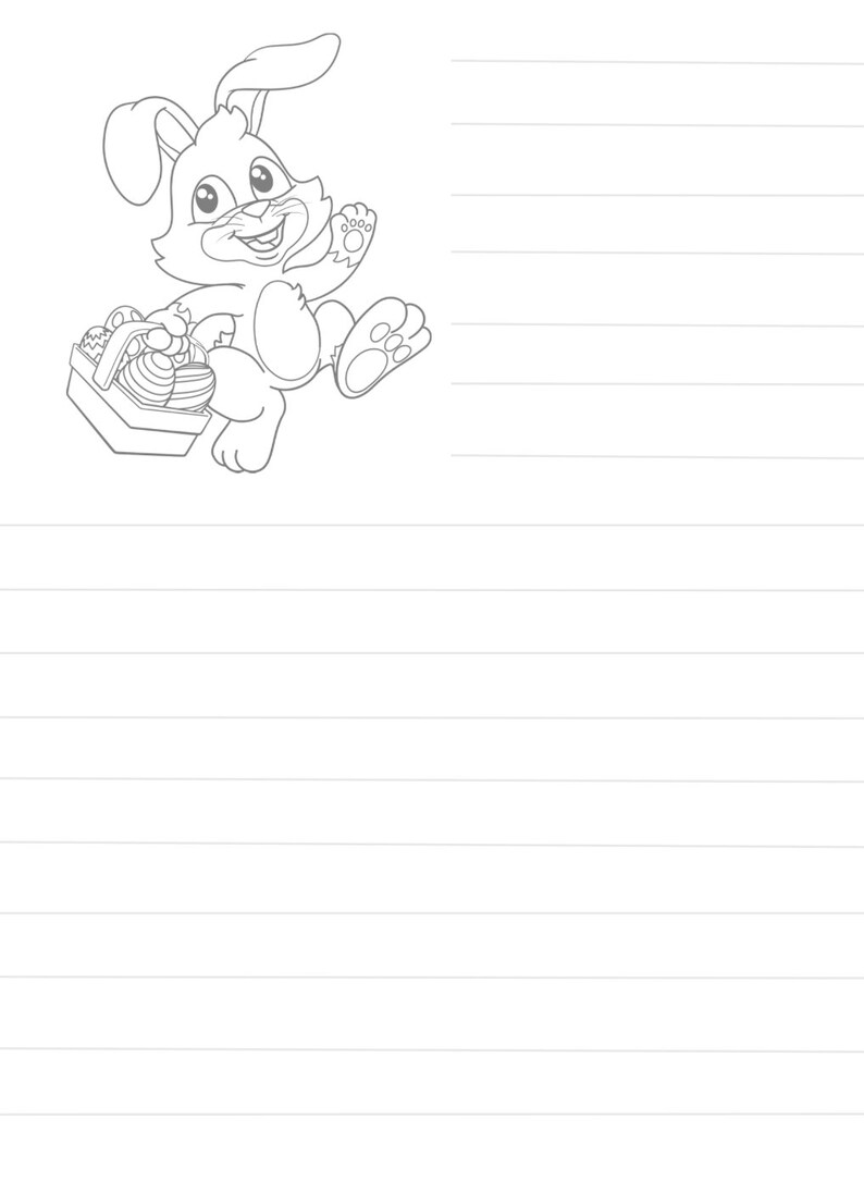 Easter Coloring Pages Color Your Own Easter Stationery - Etsy