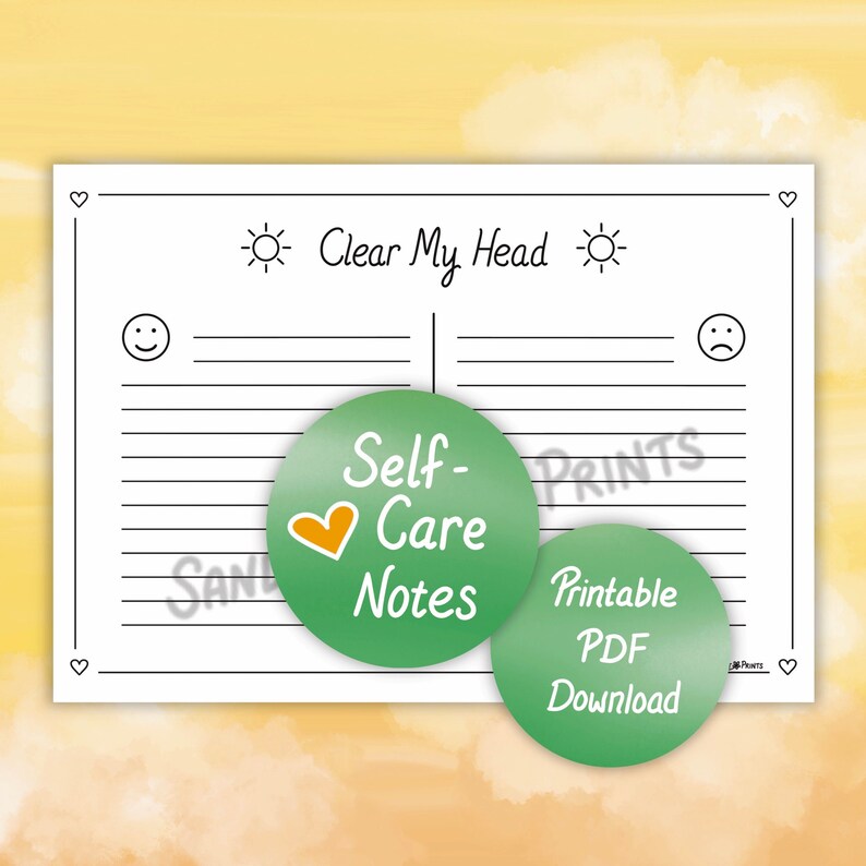 Clear My Head is a Printable A4 Page for Personal Notes. Take Time for ...