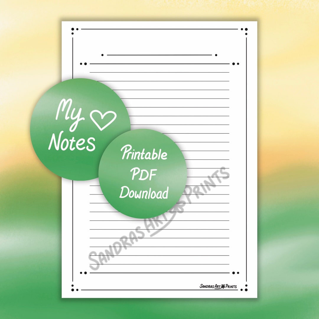 My Notes is a Printable Page With a Sweet and Simple Design in A4 Size ...