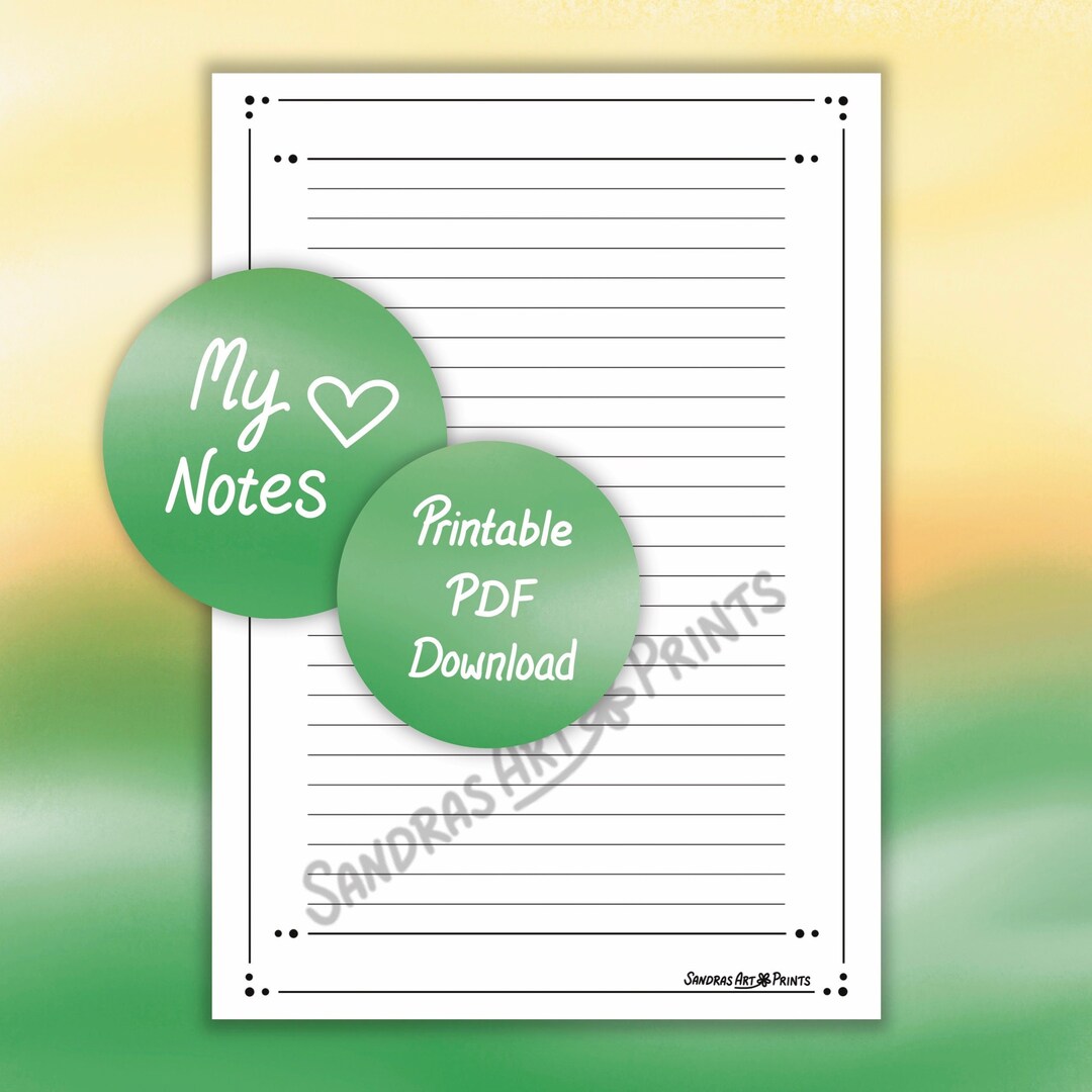 My Notes is a Printable Page With a Sweet and Simple Design in A4 Size ...