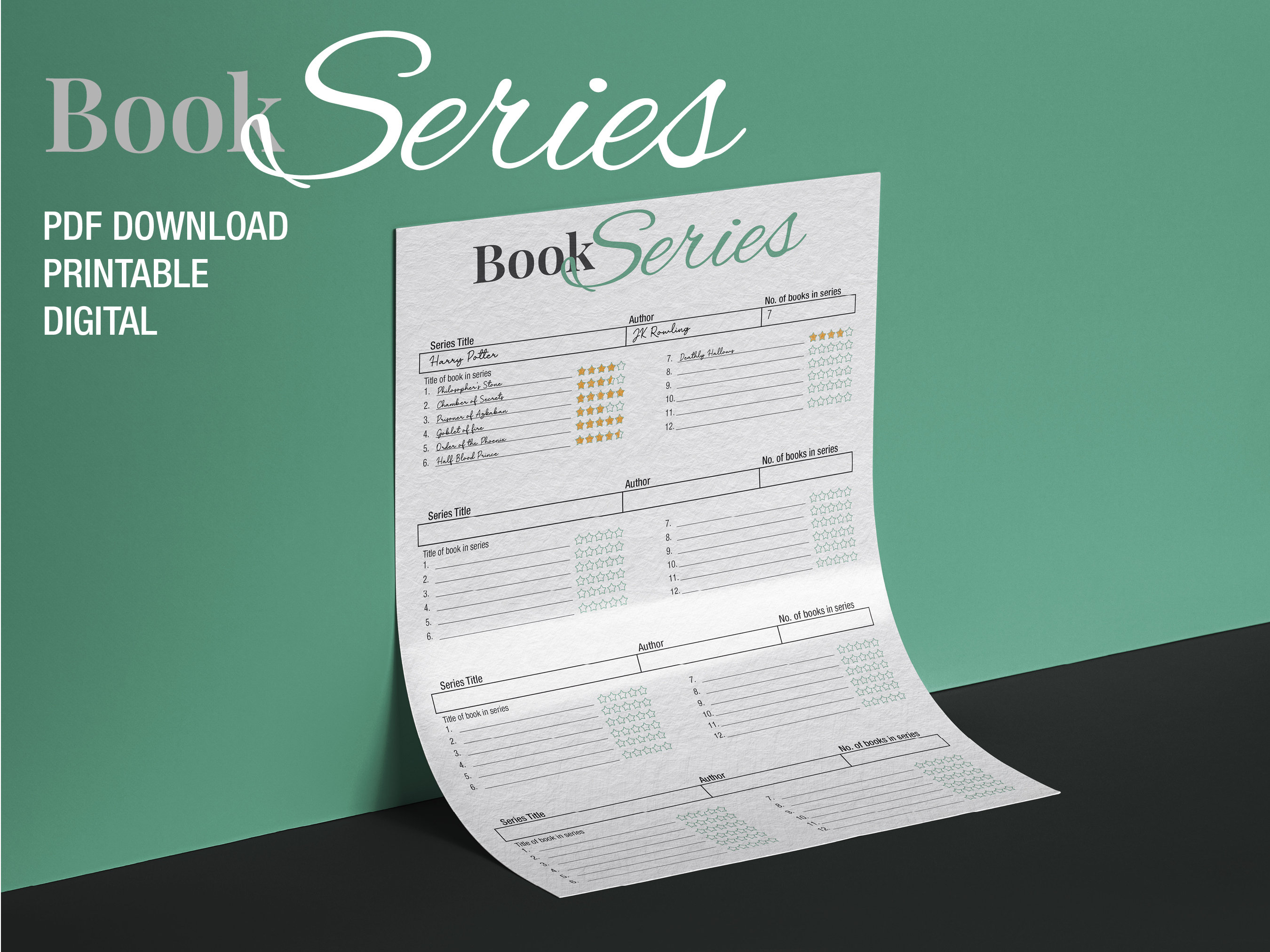 Book Series Tracker List Printable Digital, Reading List, Book Tracker ...