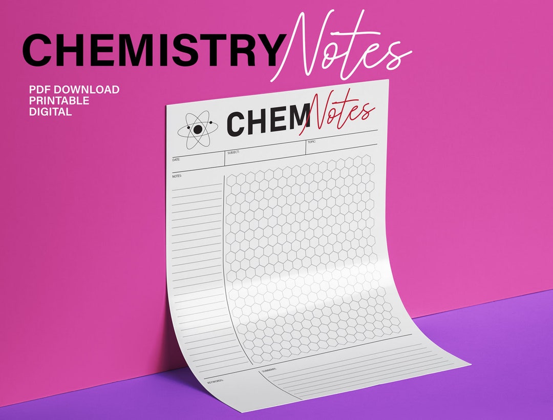 Chemistry Note Paper, Printable Chemistry Note Paper, Digital Chemistry ...
