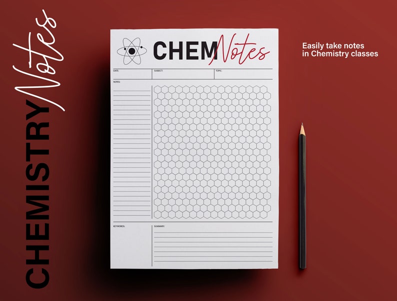 Chemistry Note Paper, Printable Chemistry Note Paper, Digital Chemistry ...