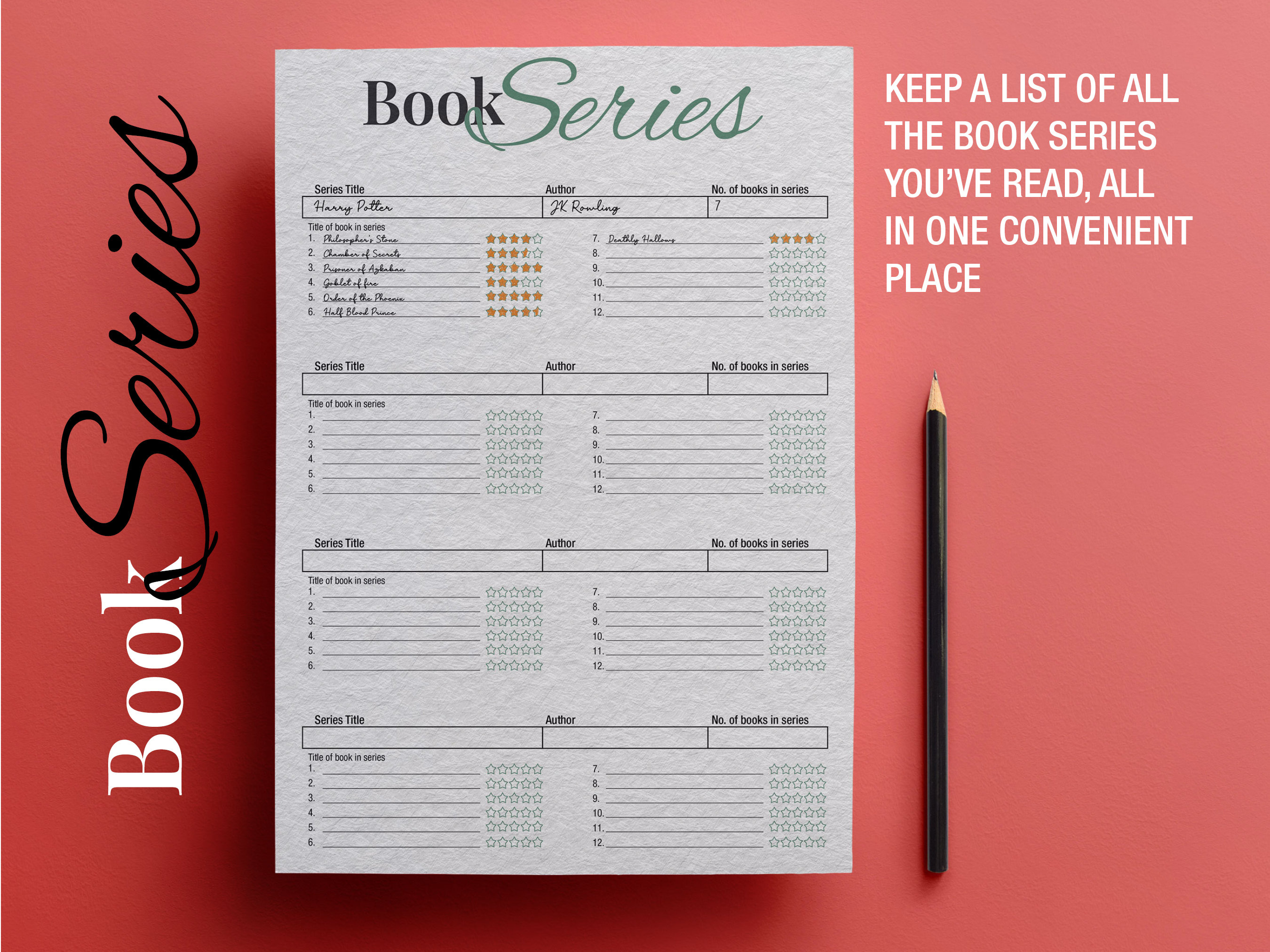 Book Series Tracker List Printable Digital, Reading List, Book Tracker ...