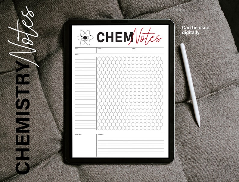 Chemistry Note Paper, Printable Chemistry Note Paper, Digital Chemistry ...