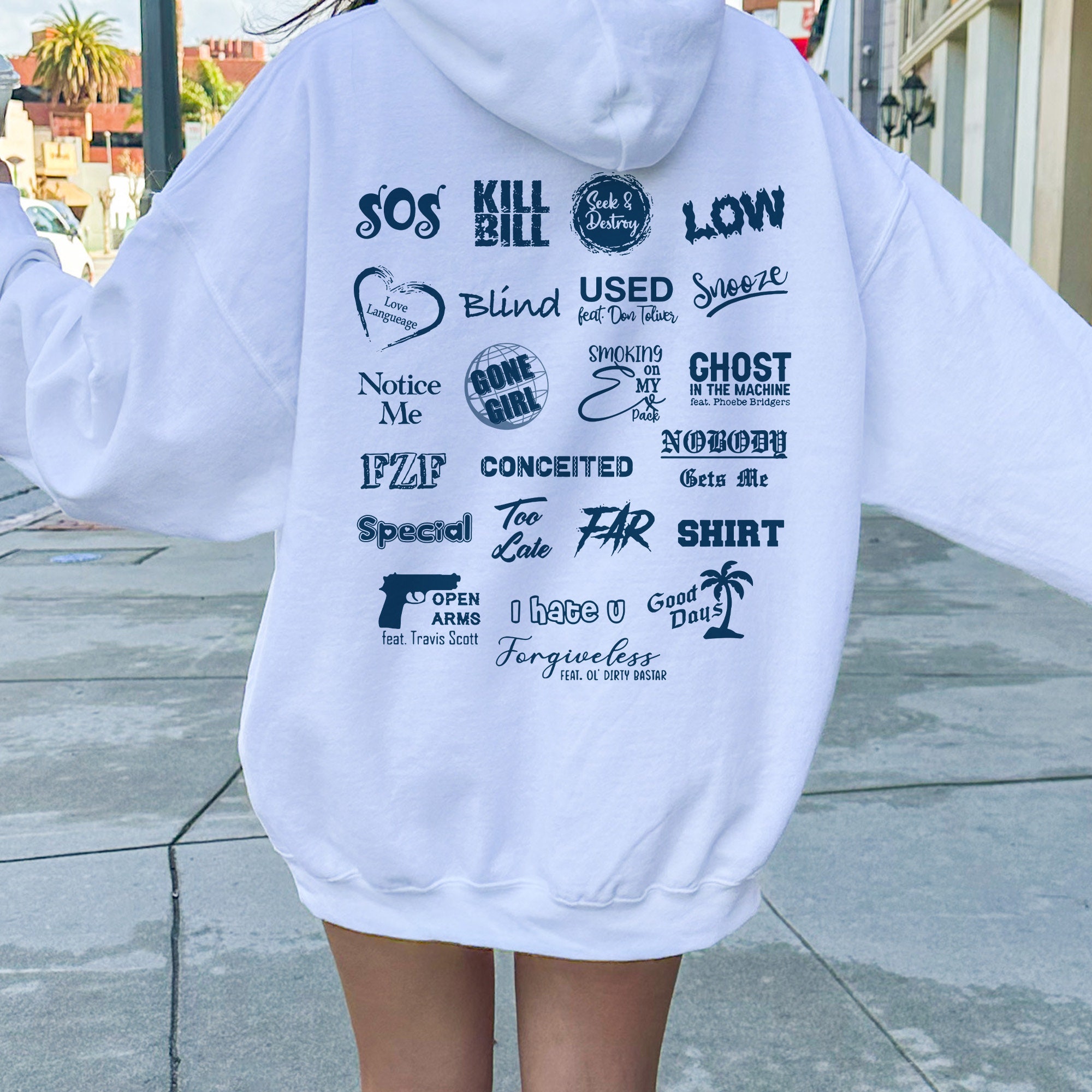 SZA SOS Hoodie, Good Days Custom Back Print, Brown, Black, Grey sold by ...