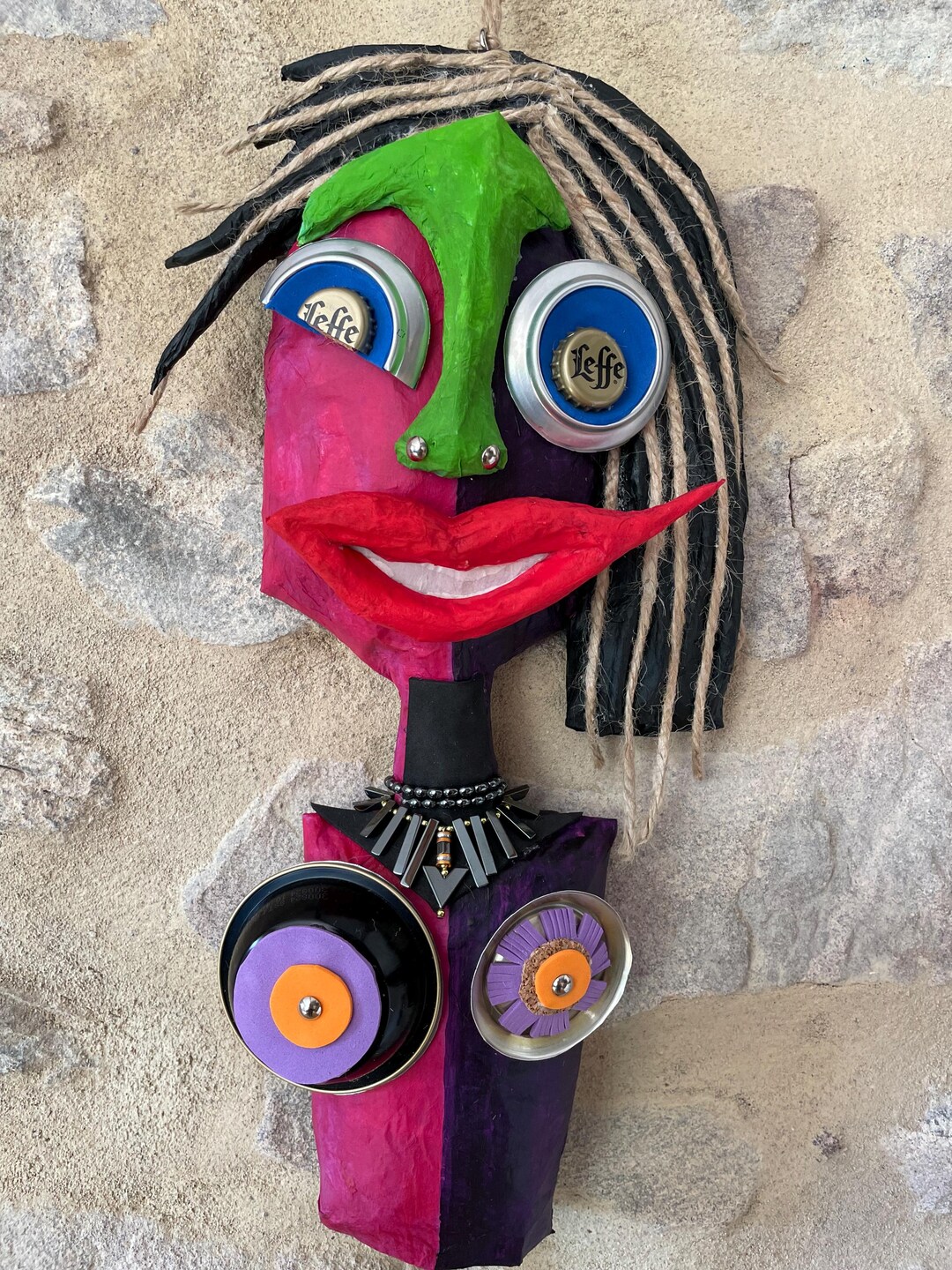 Cardboard Face Figurine, African Art, Colorful - Etsy