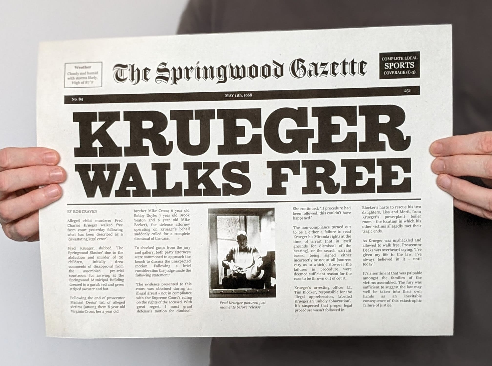 Freddy Krueger / A Nightmare on Elm Street Mock up Newspaper Poster 30 ...