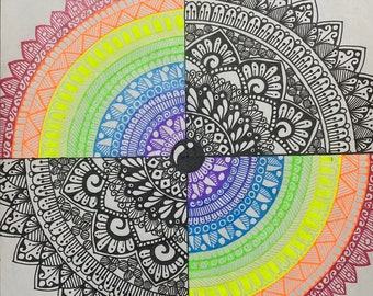 Zentangle Mandala Art A4 Size Perfect Wall Decor for Living - Etsy