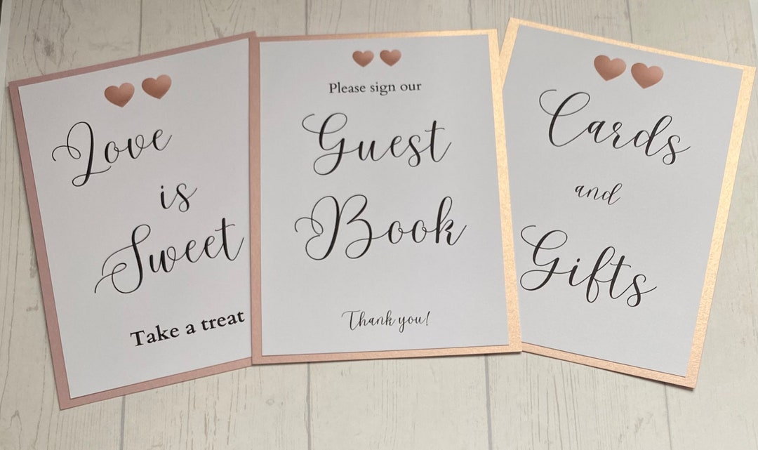 Stunning Rose Gold Wedding Signs Set of 3 - Etsy