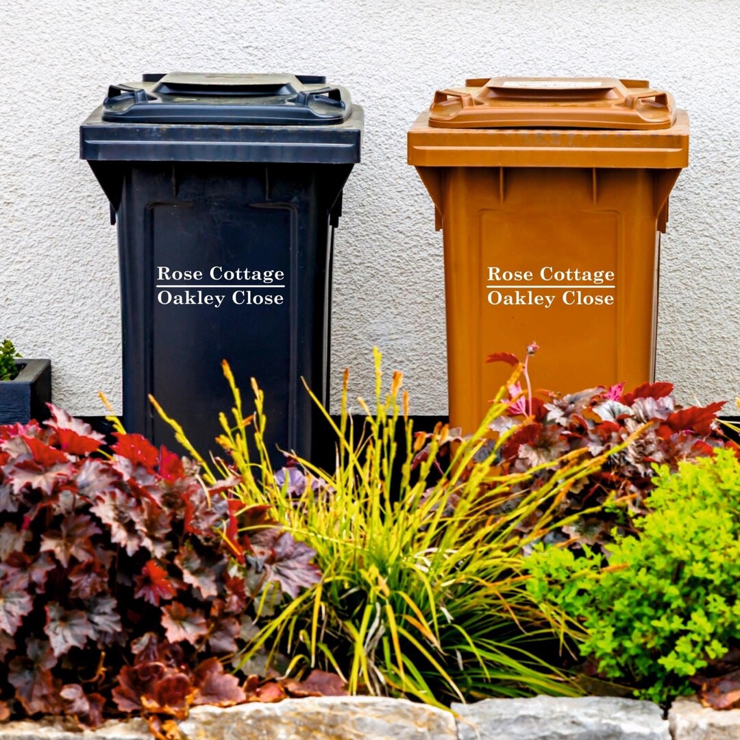 Custom Wheelie Bin Stickers: Bin House Name and Street in Traditional ...