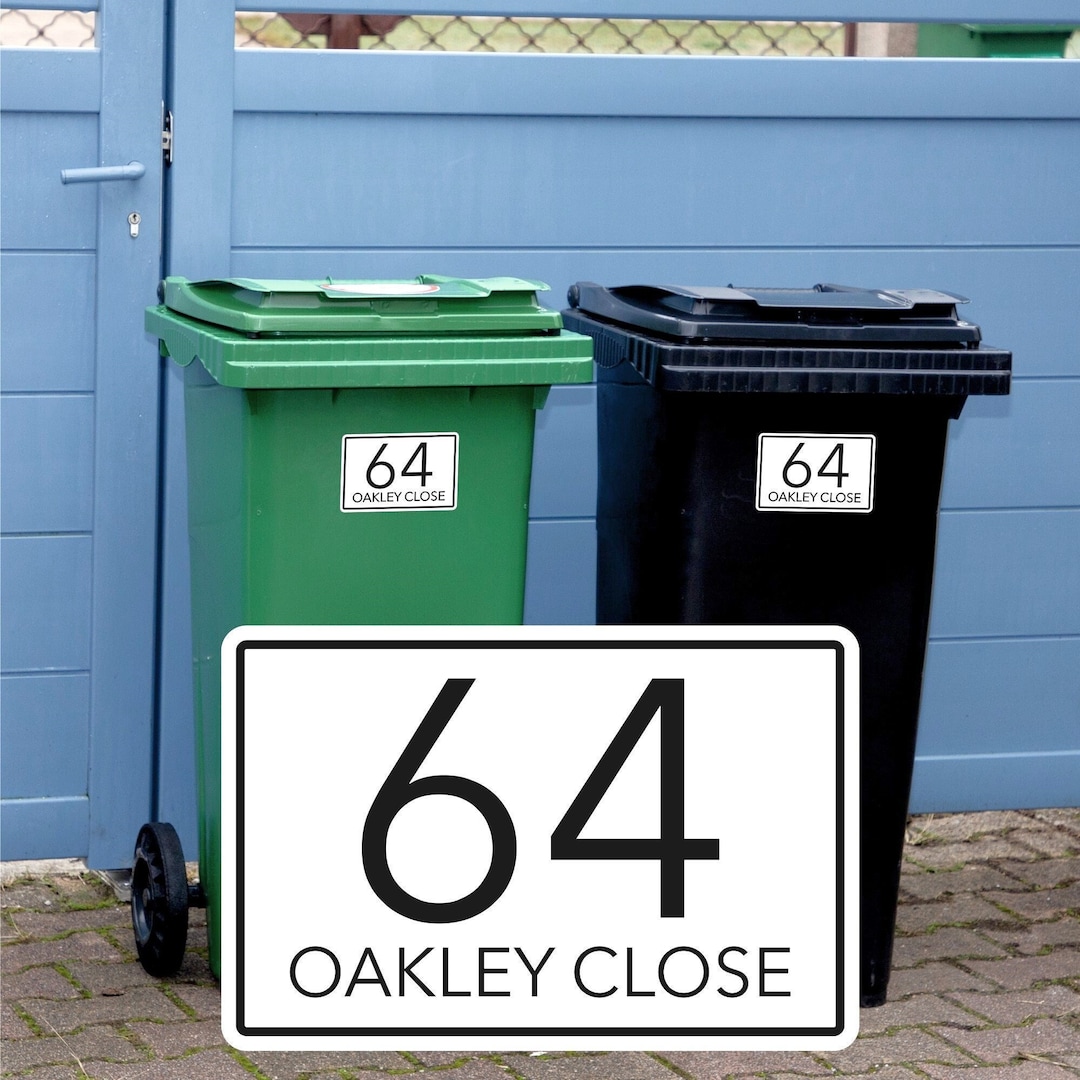 Custom Wheelie Bin Stickers House Number Bin Label - Etsy UK