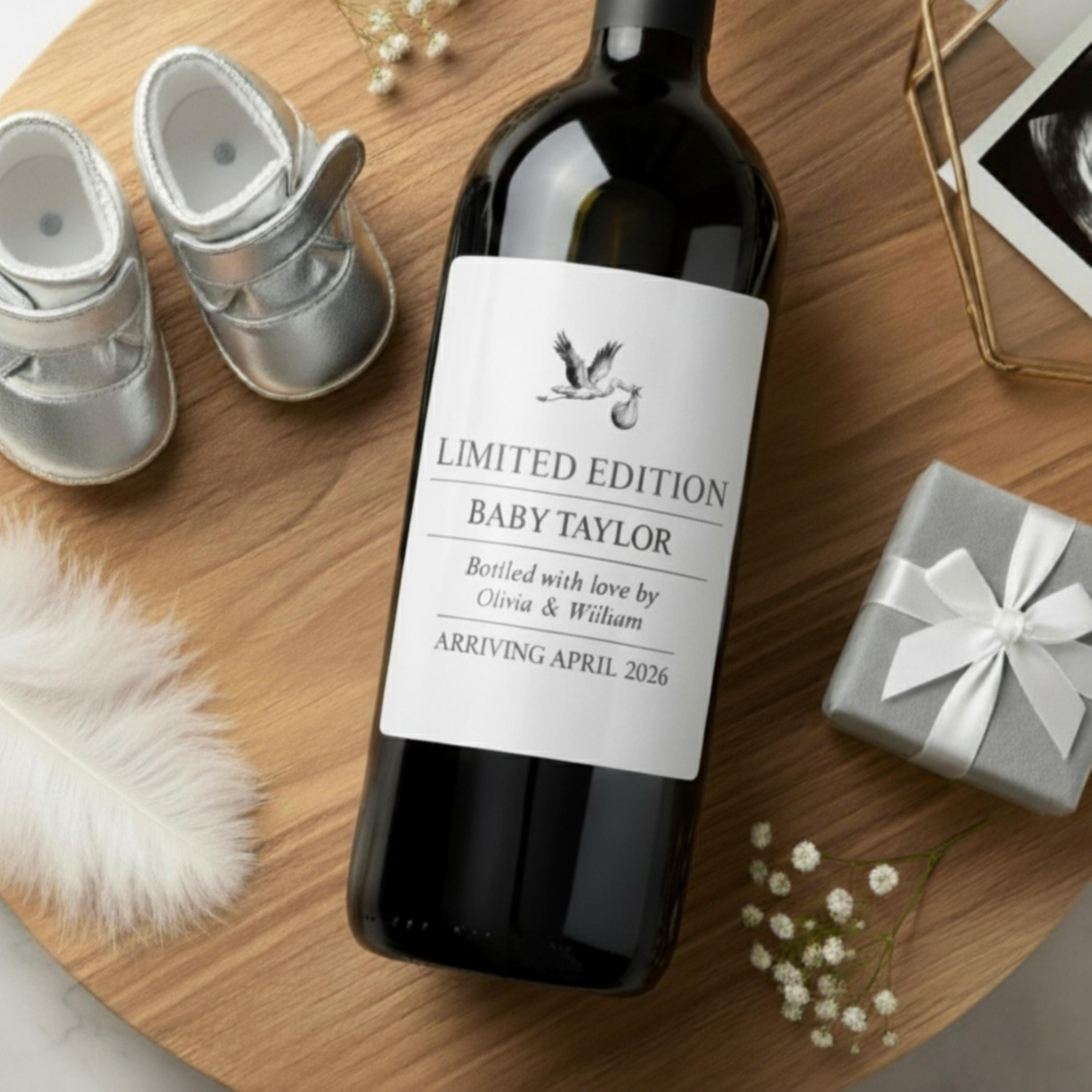 Pregnancy Announcement Wine Label Personalized Baby Announcement
