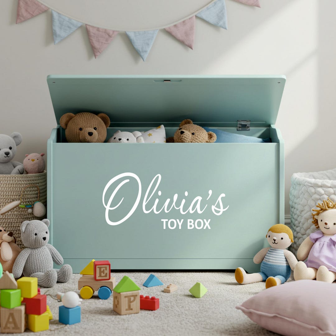 Personalised Toy Box Stickers | Bedroom Toy Storage Box Name Decal ...