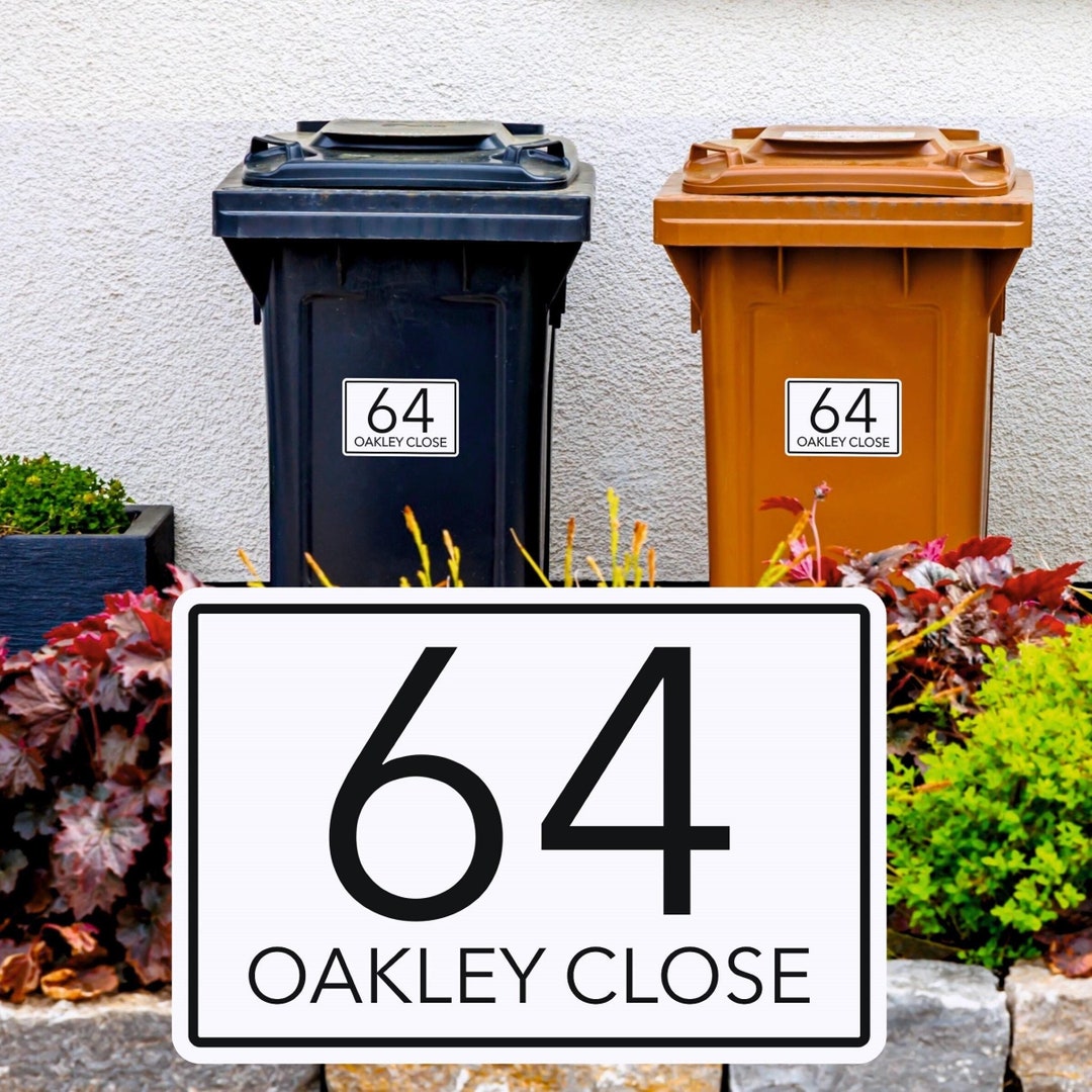 Custom Wheelie Bin Stickers House Number Bin Label Waterproof Vinyl ...