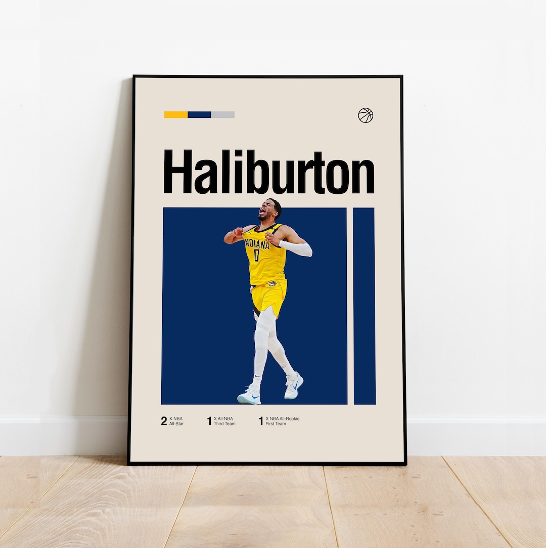 Tyrese Haliburton Poster • Classic Haliburton Art for Fans, Mid-century ...