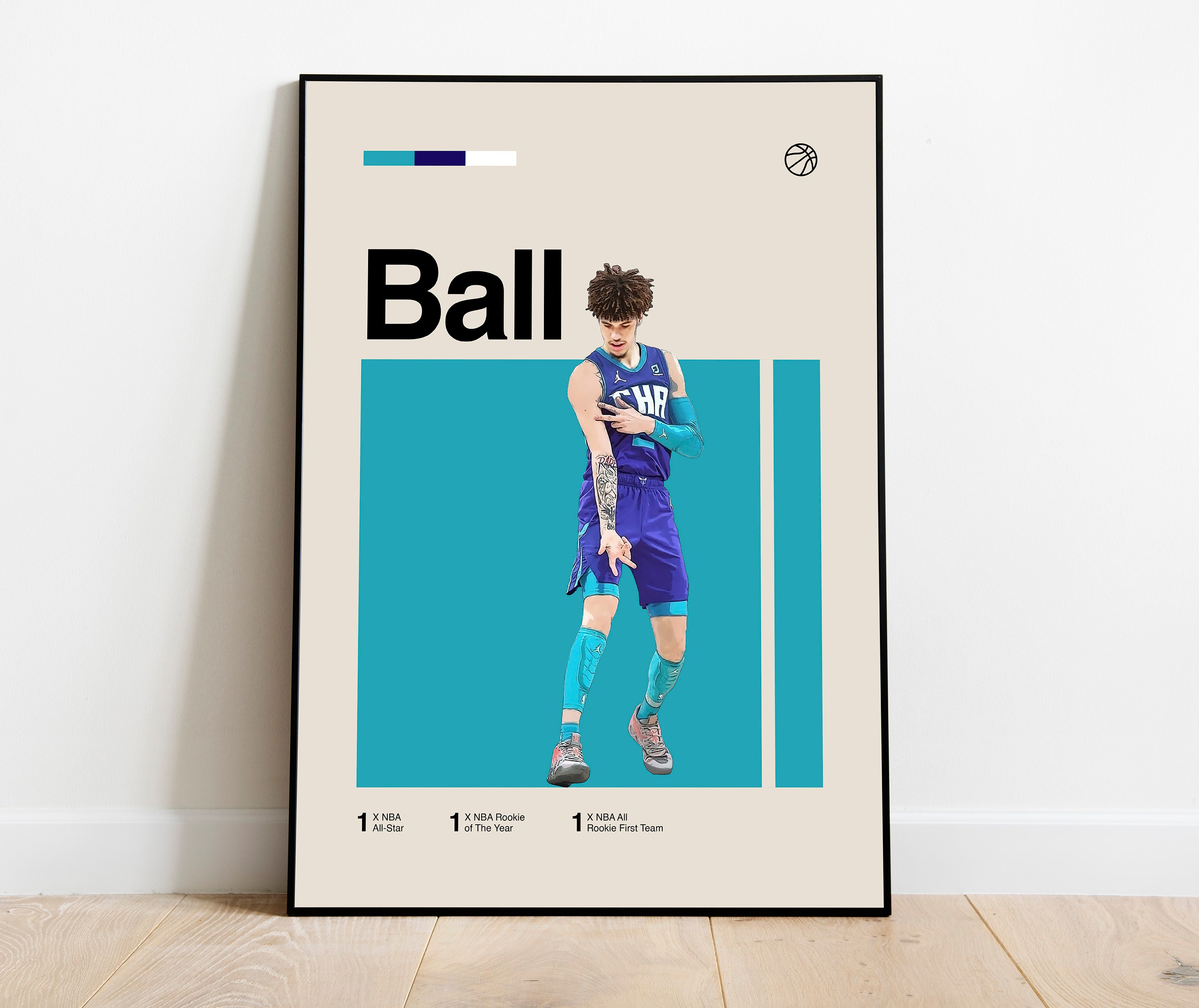 Lamelo Ball Poster - Minimalist Mid Century Modern Basketball Wall Art ...