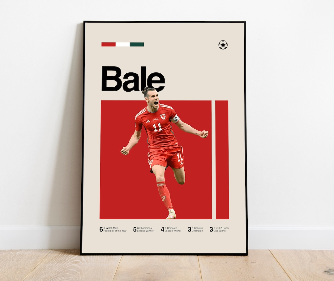 Gareth Bale Poster - Minimalist Mid Century Modern Football Wall Art ...