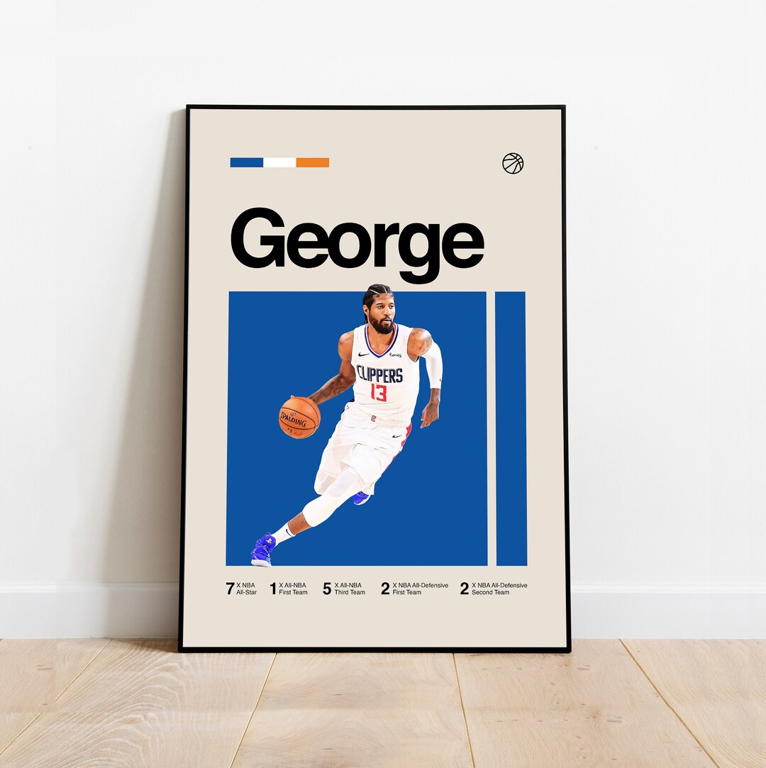 Paul George Poster - Minimalist Mid Century Modern Basketball Wall Art ...