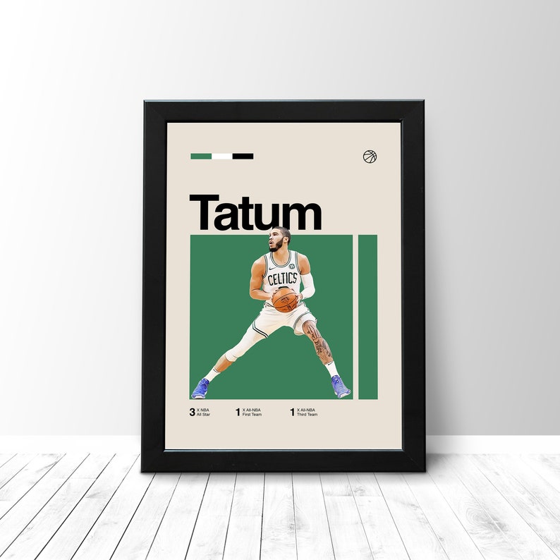 Jayson Tatum Poster • Classic Tatum Fans Art, Mid-century Modern ...