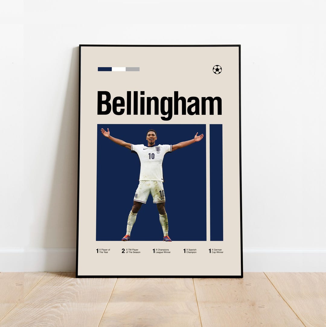 Jude Bellingham Poster - Minimalist Mid Century Modern Football Art ...