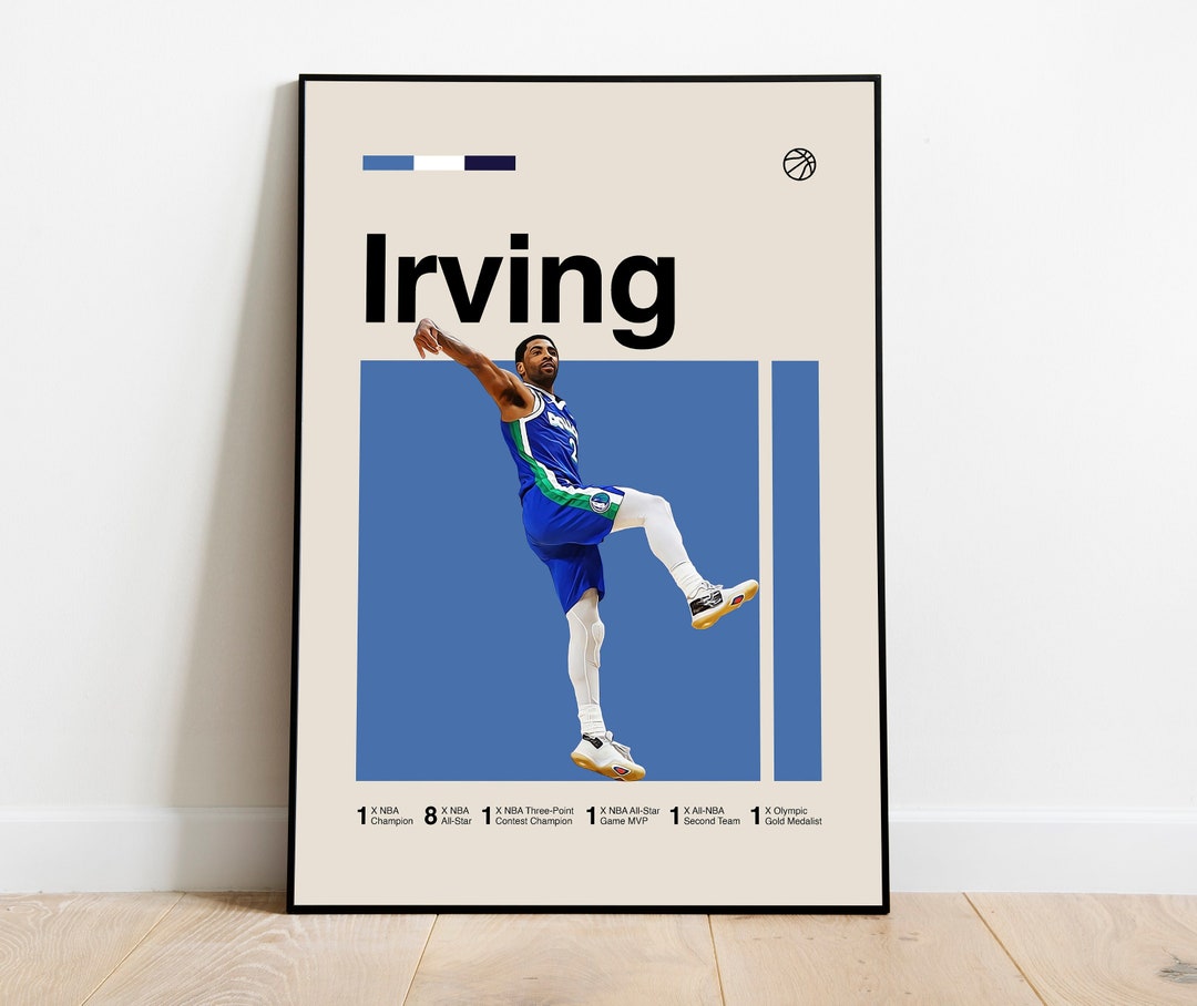 Kyrie Irving Poster - Minimalist Mid Century Modern Basketball Wall Art ...